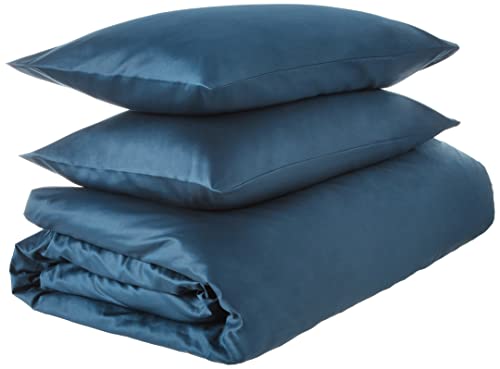 Amazon Aware 100% Organic Cotton 300 Thread Count Duvet Cover Set - Navy, Full/Queen
