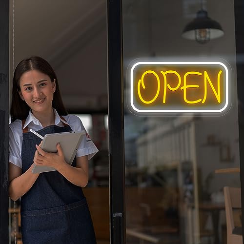 Neon Open Sign, Open Signs for Business, 16.5"x 8.4" Open Sign Led, Open Signs for Business Window With Adjustable Brightness, Open Neon Sign, Powered by USB with ON/OFF Switch