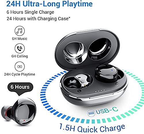andfive Wireless Earbuds Mini, Bluetooth Headphones with Noise Cancelling Microphone, 5.0 Bluetooth Earbuds in Ear Stereo, Wireless Earphones with USB C Charging Case, Waterproof Headset for Android