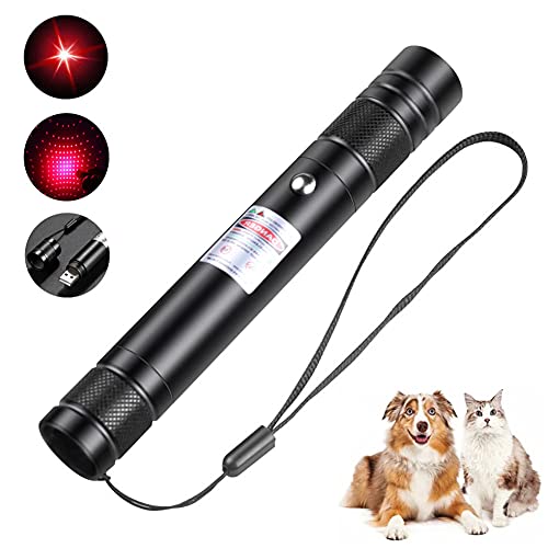 Red Laser Pointer High Power Long Range Strong Laser Light Pointer Pen, Tactical Red Lazer Pointer Presentation Dot Rechargeable for Indoor Teaching,Hiking,Outdoor Interactive Cat Laser Toy USB Charge