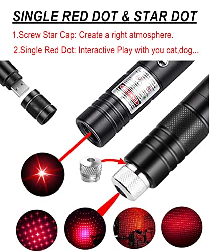 Red Laser Pointer High Power Long Range Strong Laser Light Pointer Pen, Tactical Red Lazer Pointer Presentation Dot Rechargeable for Indoor Teaching,Hiking,Outdoor Interactive Cat Laser Toy USB Charge
