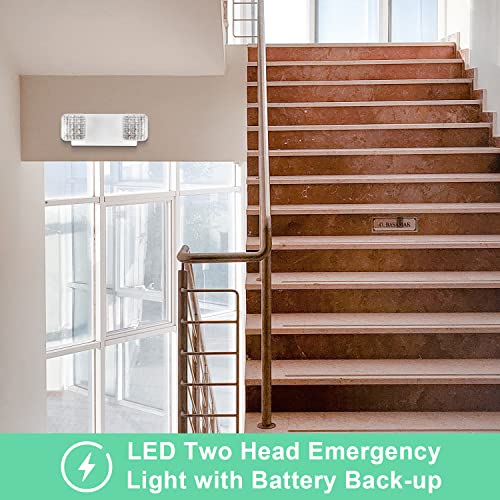 OSTEK LED Emergency Exit Lighting Fixtures with 90 Minutes Long Backup Batteries, US Standard Adjustable Integrated LED Emergency Light for Commercial Hallways, Stairways, Fire Resistant