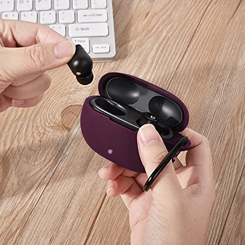 AIRSPO Silicone Case Compatible with Beats Studio Buds Case 2021 Soft Protective Cover for Beats Wireless Earbuds with Keychain (Dark Purple)