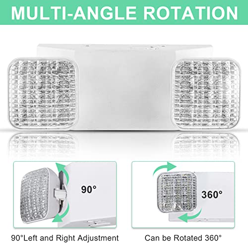 OSTEK LED Emergency Exit Lighting Fixtures with 90 Minutes Long Backup Batteries, US Standard Adjustable Integrated LED Emergency Light for Commercial Hallways, Stairways, Fire Resistant
