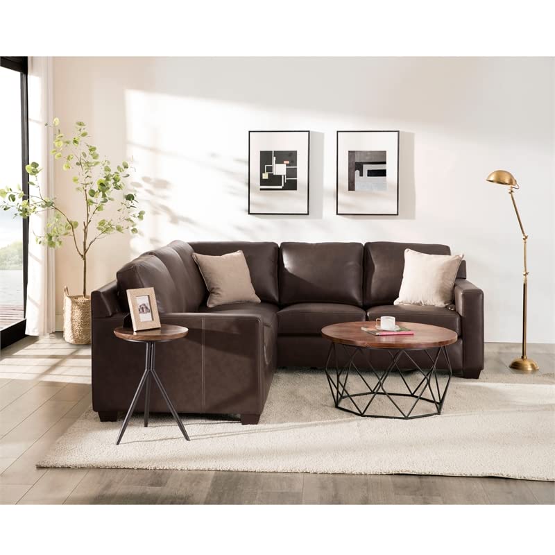 Nice Link Home Furnishings Lauren Leather Two Piece Dark Brown Colored Sectional