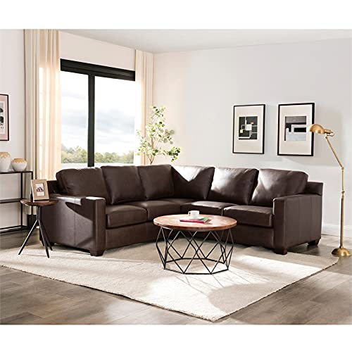 Nice Link Home Furnishings Lauren Leather Two Piece Dark Brown Colored Sectional