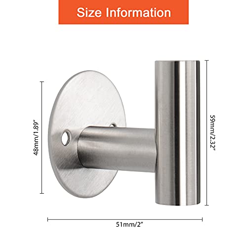 HarJue Bath Towel Hooks, 304 Stainless Steel Robe Towel Hooks Heavy-Duty Waterproof Rustproof Coat Hook for Bathroom and Kitchen- Wall Mounted and Self-Adhesive Installation, 5 Pack (Brushed Nickel)