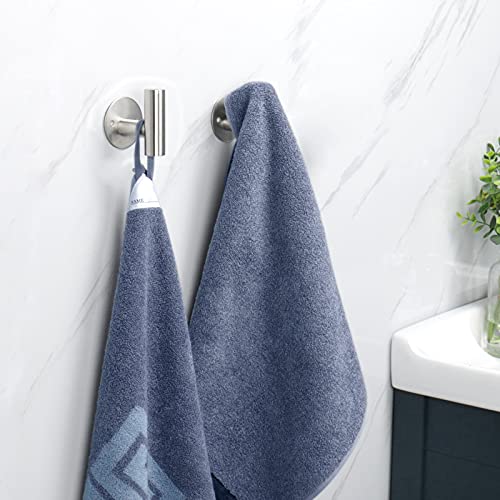 HarJue Bath Towel Hooks, 304 Stainless Steel Robe Towel Hooks Heavy-Duty Waterproof Rustproof Coat Hook for Bathroom and Kitchen- Wall Mounted and Self-Adhesive Installation, 5 Pack (Brushed Nickel)