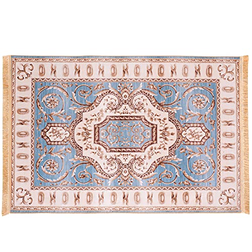 ANswet Area Rug Modern Flannel Non-Slip Floor Mat Living Room Bedroom Tassels Carpet Home Decor Rectangle 4 * 6 Feet Light Blue