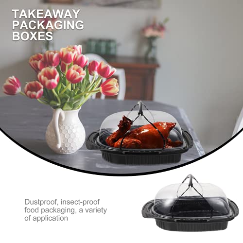 FRCOLOR Meal Prep Boxes Rectangular Turkey Roast Chicken Roast Duck Boxes Carrier with Handle Take Out Food Containers Meal Storage Containers for Cake Roast Chicken Duck 10Pcs