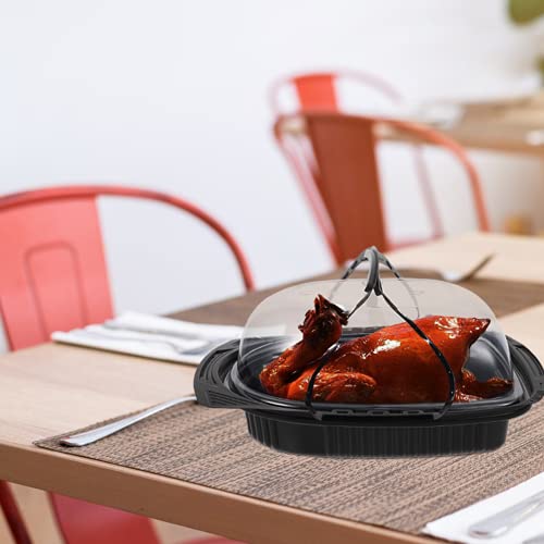 FRCOLOR Meal Prep Boxes Rectangular Turkey Roast Chicken Roast Duck Boxes Carrier with Handle Take Out Food Containers Meal Storage Containers for Cake Roast Chicken Duck 10Pcs