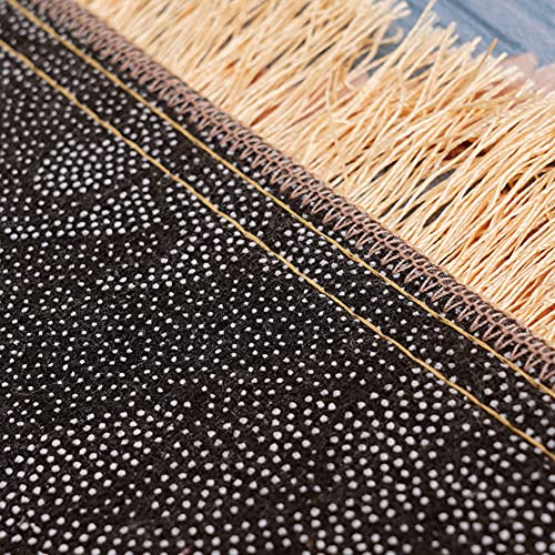 ANswet Area Rug Modern Flannel Non-Slip Floor Mat Living Room Bedroom Tassels Carpet Home Decor Rectangle 4 * 6 Feet Light Blue