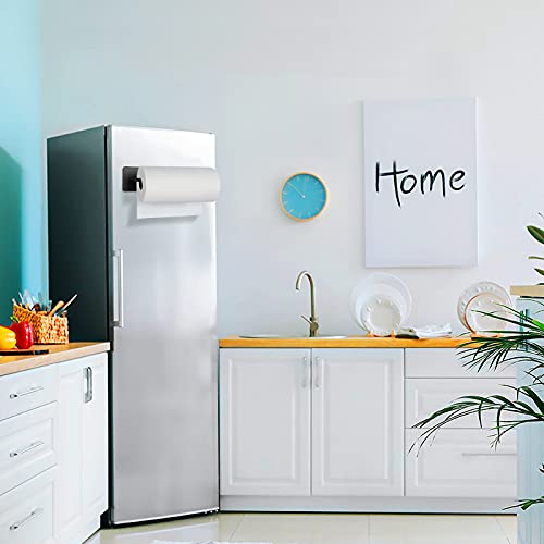 Magnetic Paper Towel Holder Black Stainless Steel Paper Tower Bar with Strong Magnetic Backing - for Kitchen, Grill, Toolbox, Garage, Shop(magnetic-1pair-black)