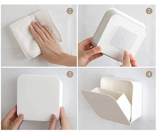 Holder Wall Mount, Cotton Swab Storage Box, for Cotton Balls, Cotton Swabs, Q-Tips, Cotton Rounds, Makeup Pads Storage Canister, for Bathroom, Bedroom, White