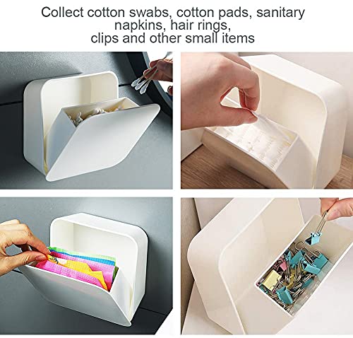 Holder Wall Mount, Cotton Swab Storage Box, for Cotton Balls, Cotton Swabs, Q-Tips, Cotton Rounds, Makeup Pads Storage Canister, for Bathroom, Bedroom, White