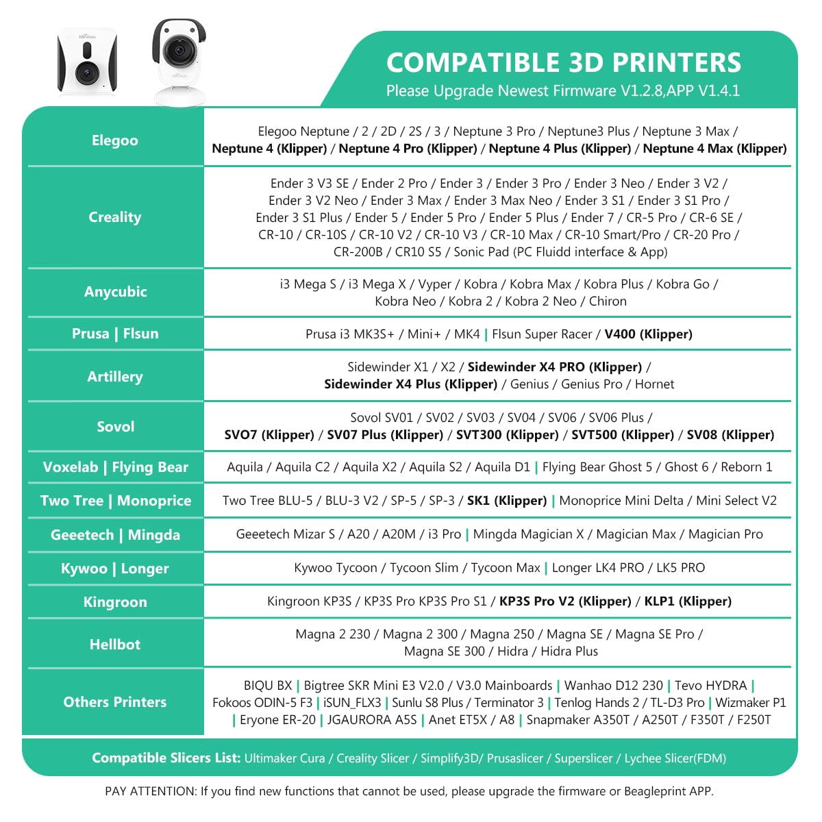 3D Printer Camera, Beagle Camera V2, WiFi Remote Monitor&Control, Plug&Play, Manual Focus Digital Zoom, Time-Lapse Video, Compatible with Klipper Elegoo Neptune 4 Series, Ender 3 V3 SE, etc 3D Print