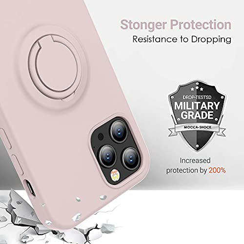MOCCA Compatible with iPhone 12 Pro Max Phone Case 6.7 inch with Ring Kickstand | Super Soft Microfiber Lining | Anti-Scratch Full-Body Shockproof Protective Case for iPhone 12 Pro Max - Pink Sand