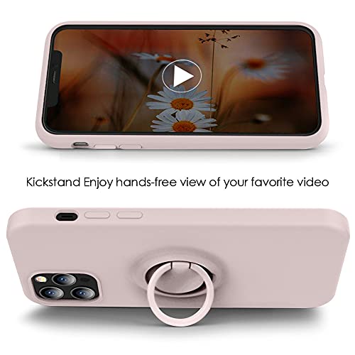 MOCCA Compatible with iPhone 12 Pro Max Phone Case 6.7 inch with Ring Kickstand | Super Soft Microfiber Lining | Anti-Scratch Full-Body Shockproof Protective Case for iPhone 12 Pro Max - Pink Sand