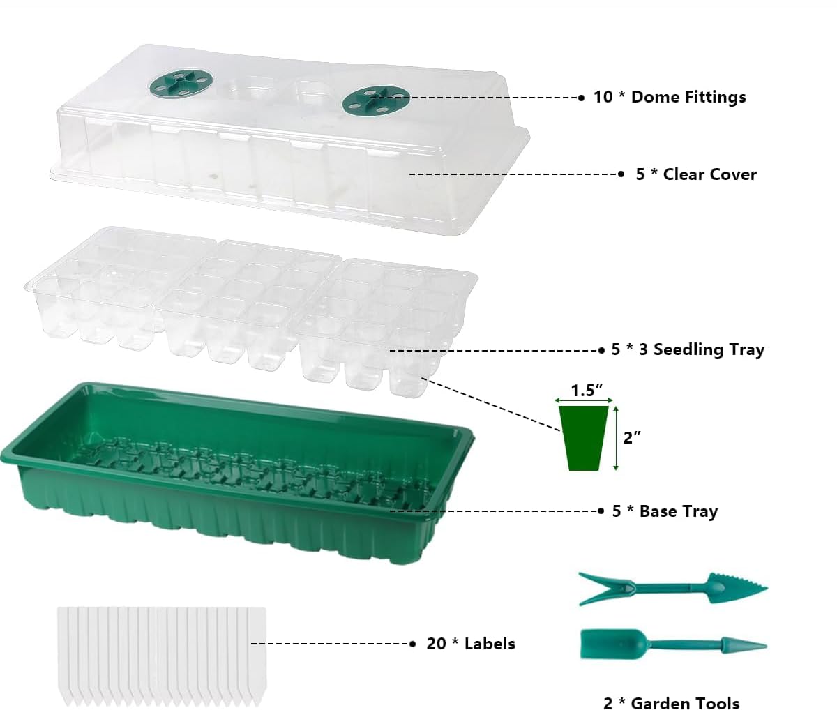 GYTF 6 Pack Seedling Starter Trays, 216-Cell Plant Starting Kit with Humidity Dome for Small Mini Greenhouse Germination Seeds Growing Starting