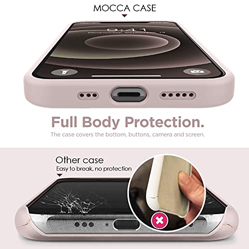 MOCCA Compatible with iPhone 12 Pro Max Phone Case 6.7 inch with Ring Kickstand | Super Soft Microfiber Lining | Anti-Scratch Full-Body Shockproof Protective Case for iPhone 12 Pro Max - Pink Sand