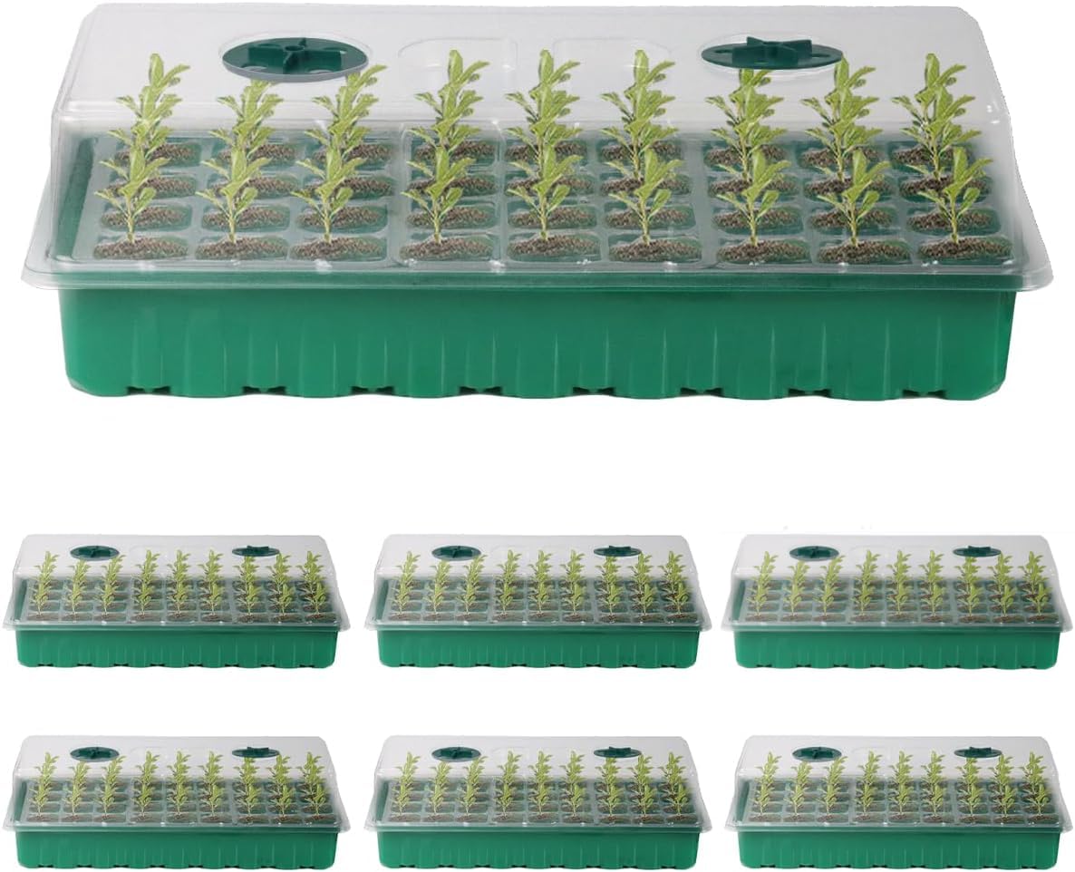 GYTF 6 Pack Seedling Starter Trays, 216-Cell Plant Starting Kit with Humidity Dome for Small Mini Greenhouse Germination Seeds Growing Starting