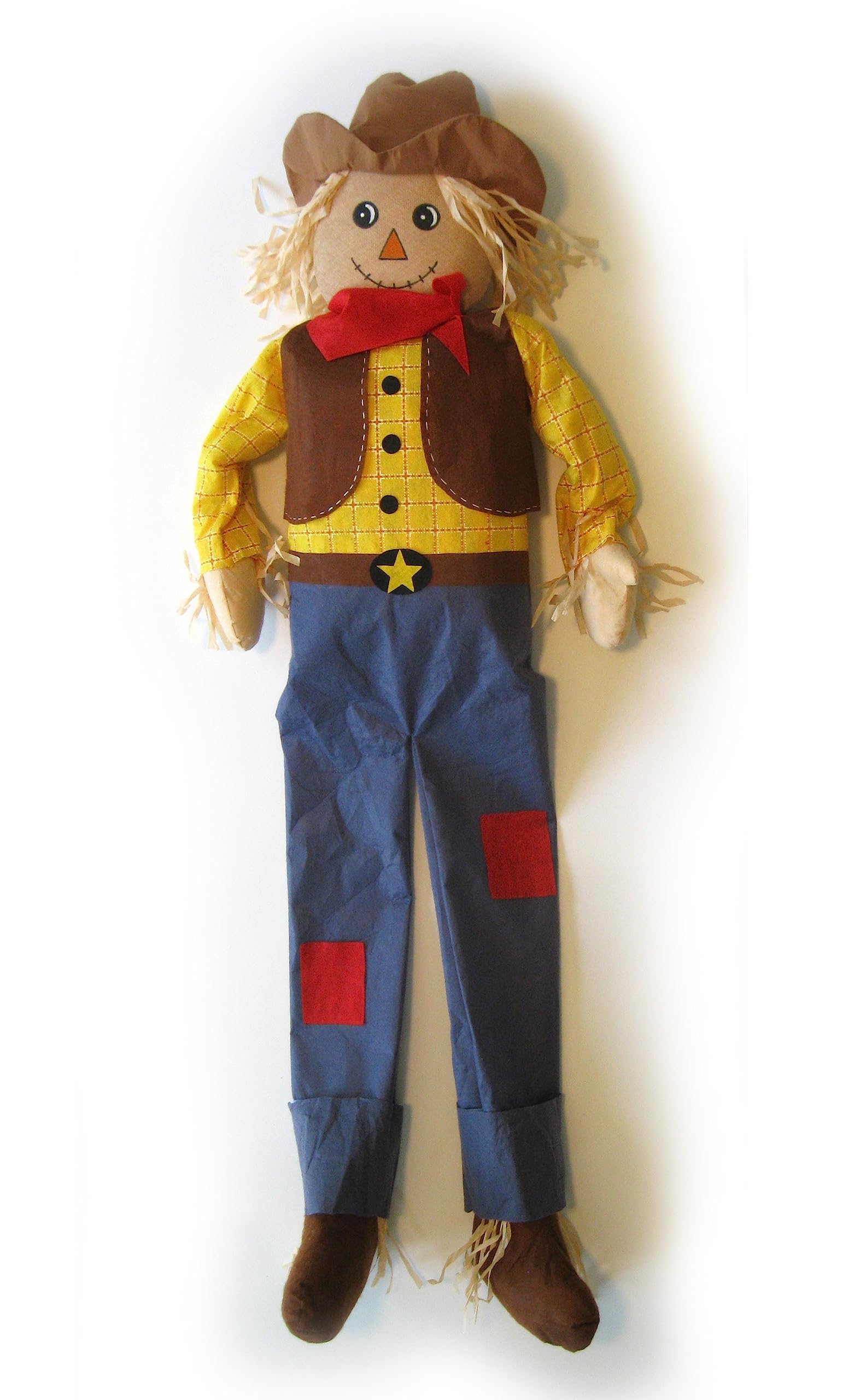 RZ Express Studios 61" Cowboy Scarecrow Western Country Sitting Fall Harvest Decoration