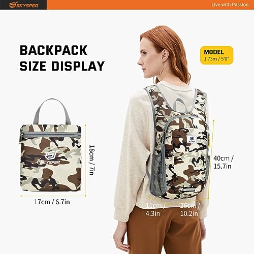 SKYSPER Small Daypack 10L Hiking Backpack Packable Lightweight Travel Day Pack for Women Men(Camouflage)