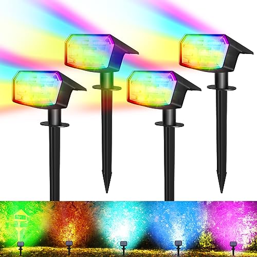 Solar Color Changing Lights Outdoor, 59LED RGB Solar Lights Outdoor with 9 Lighting Modes, Auto On/Off IP67 Waterproof Solar Landscape Spotlights for Outdoor Landscape Decorations 4 Pack (Multicolor)