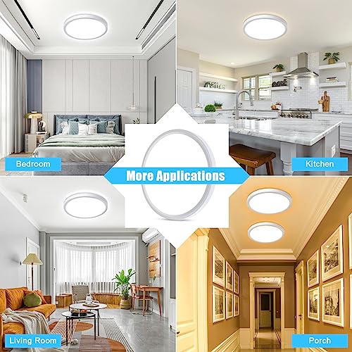 Wowag 2PACK LED Flush Mount Ceiling Light Fixture,12 Inch Super Slim 24W 2200lm,3000k/4000k/6000K 3 Color Selectable Surface Mount Low Profile Ceiling Lamp for Bedroom,Kitchen,Dining Room(White)