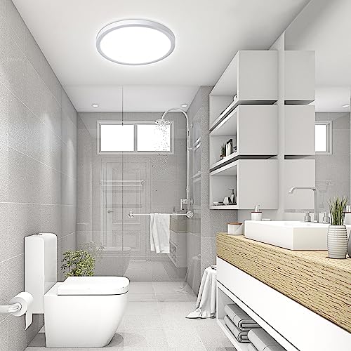 Wowag 2PACK LED Flush Mount Ceiling Light Fixture,12 Inch Super Slim 24W 2200lm,3000k/4000k/6000K 3 Color Selectable Surface Mount Low Profile Ceiling Lamp for Bedroom,Kitchen,Dining Room(White)