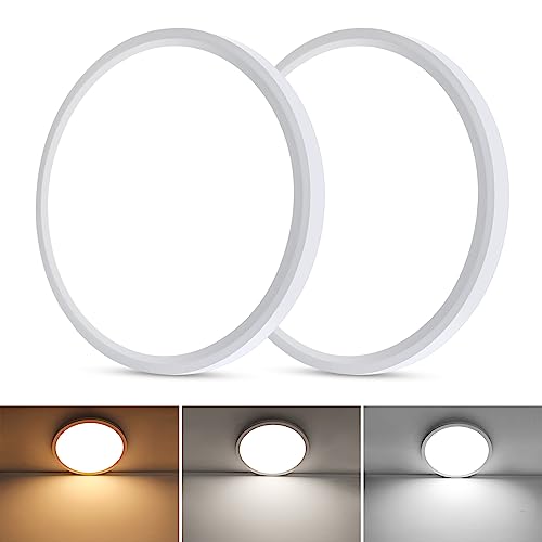 Wowag 2PACK LED Flush Mount Ceiling Light Fixture,12 Inch Super Slim 24W 2200lm,3000k/4000k/6000K 3 Color Selectable Surface Mount Low Profile Ceiling Lamp for Bedroom,Kitchen,Dining Room(White)