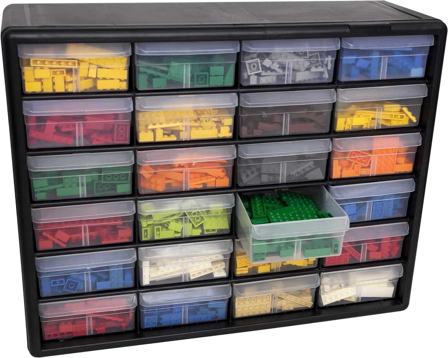 Akro-Mils 10124, 24 Drawer Plastic Parts Storage Hardware and Craft Cabinet, 20-Inch W x 6-Inch D x 16-Inch H, Black