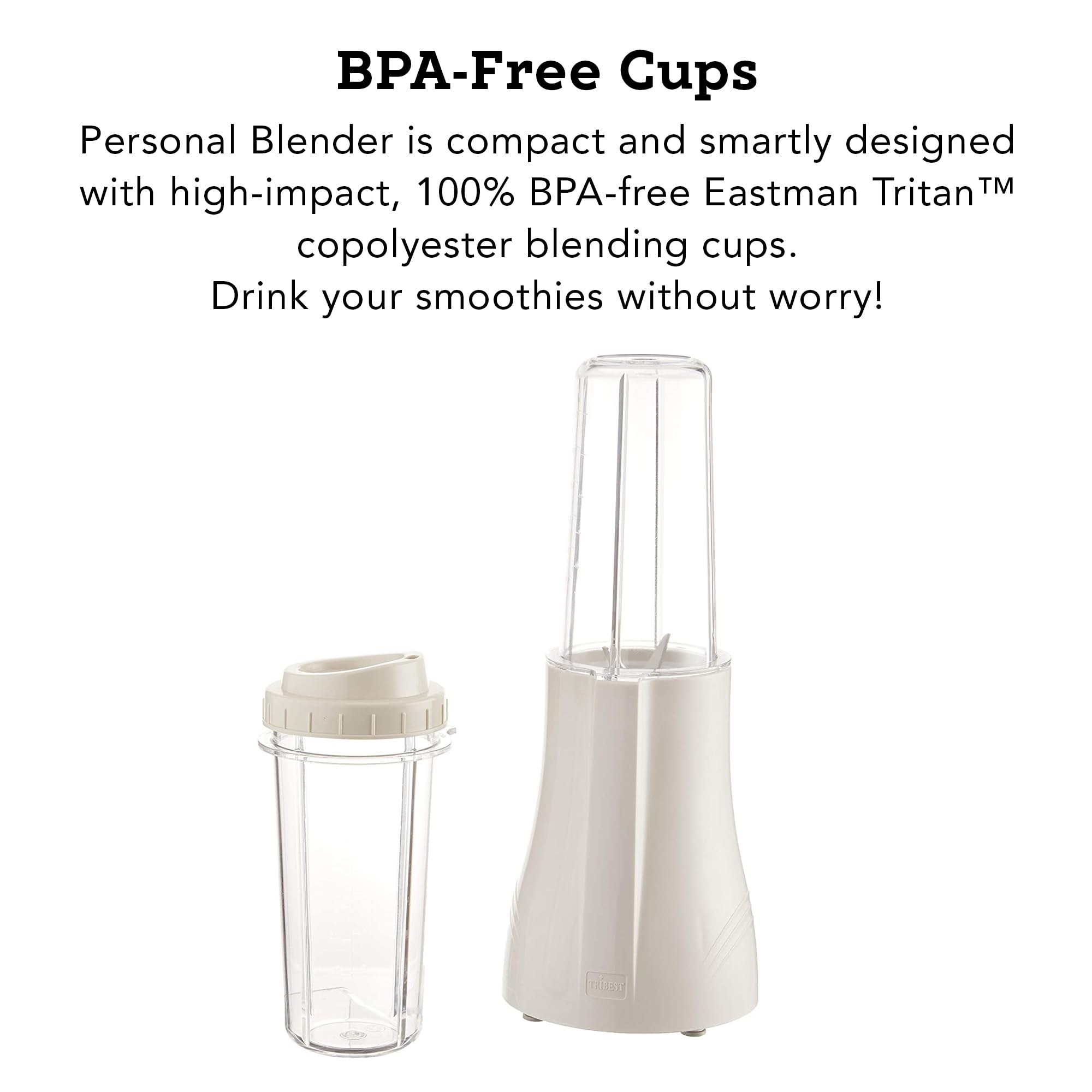 Tribest PB-250 Kitchen Grinder & Personal Blender for Shakes and Smoothies with BPA-Free Portable Blender Cups, White