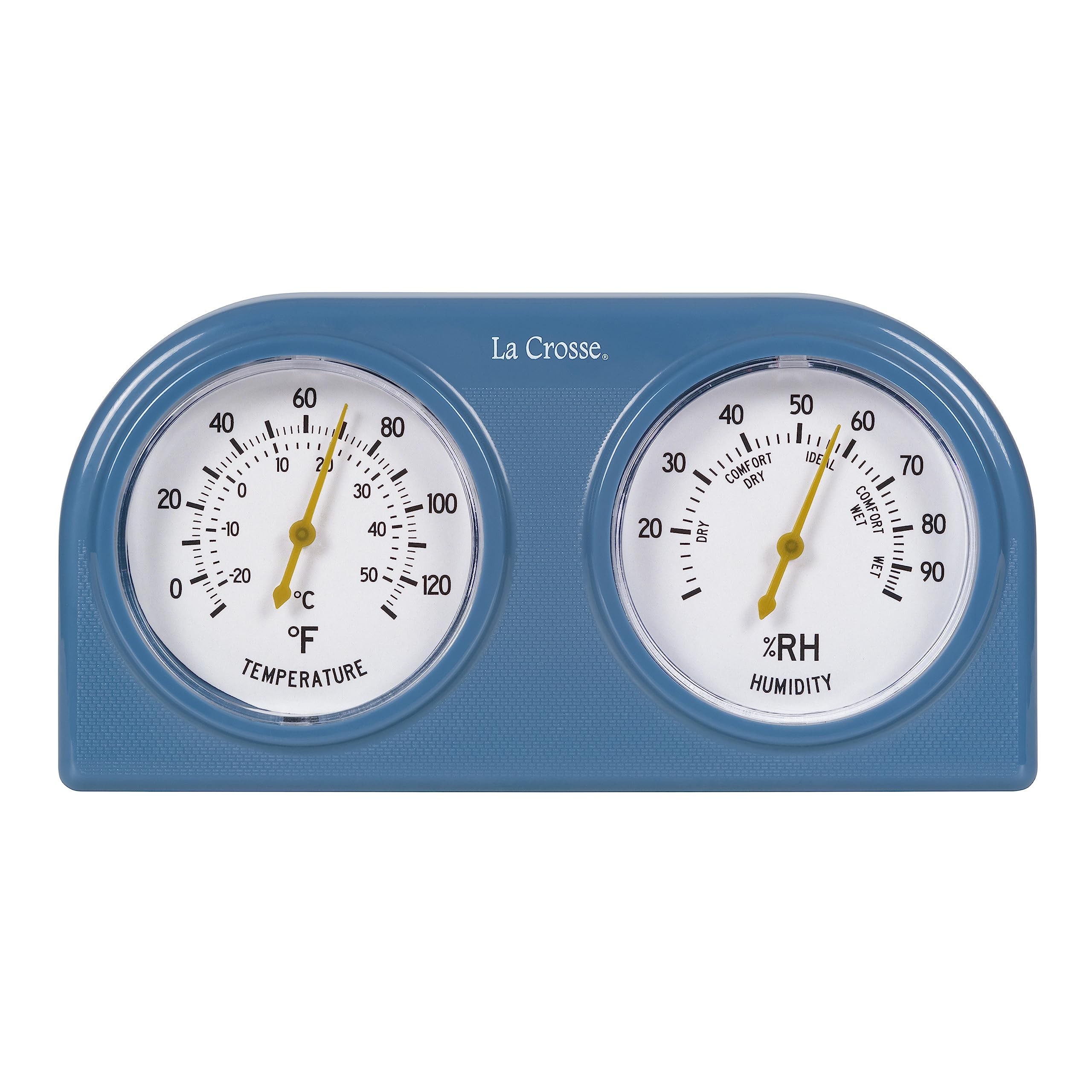 La Crosse 104-288BL-TBP Blue Analog Thermometer and Humidity Gauge