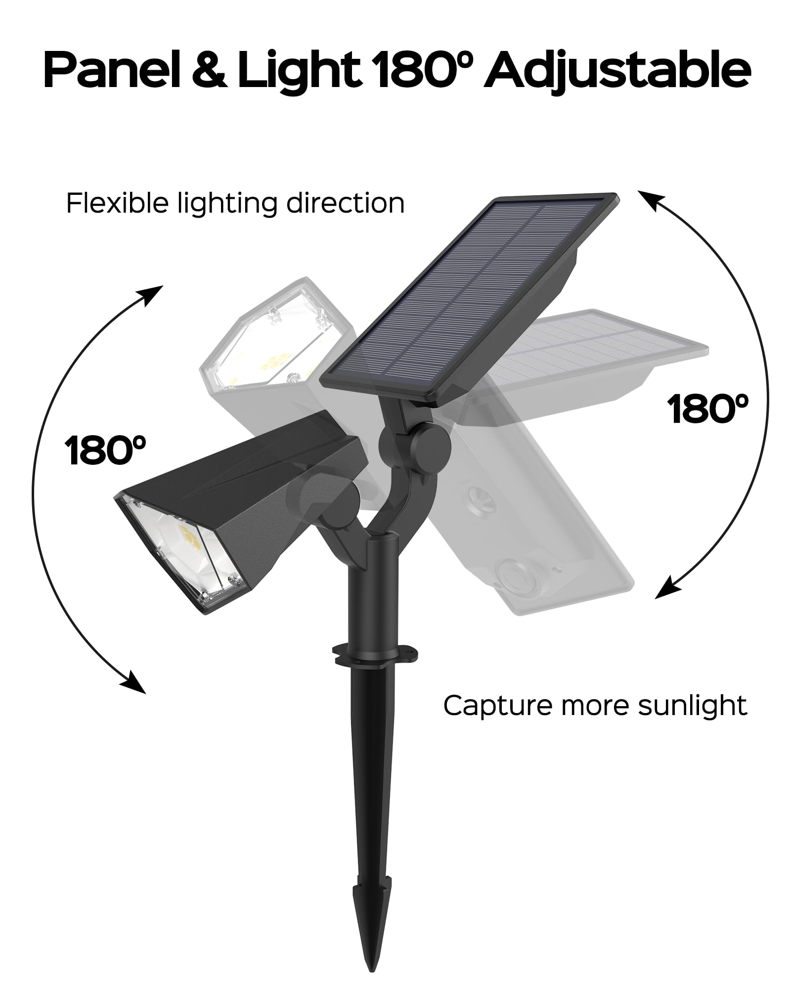 JACKYLED Solar Lights Outdoor, 800 Lumens Solar Spot Lights 3000K/6000K, 4 Modes Solar Landscape Spotlights Waterproof for Yard,2 Pack