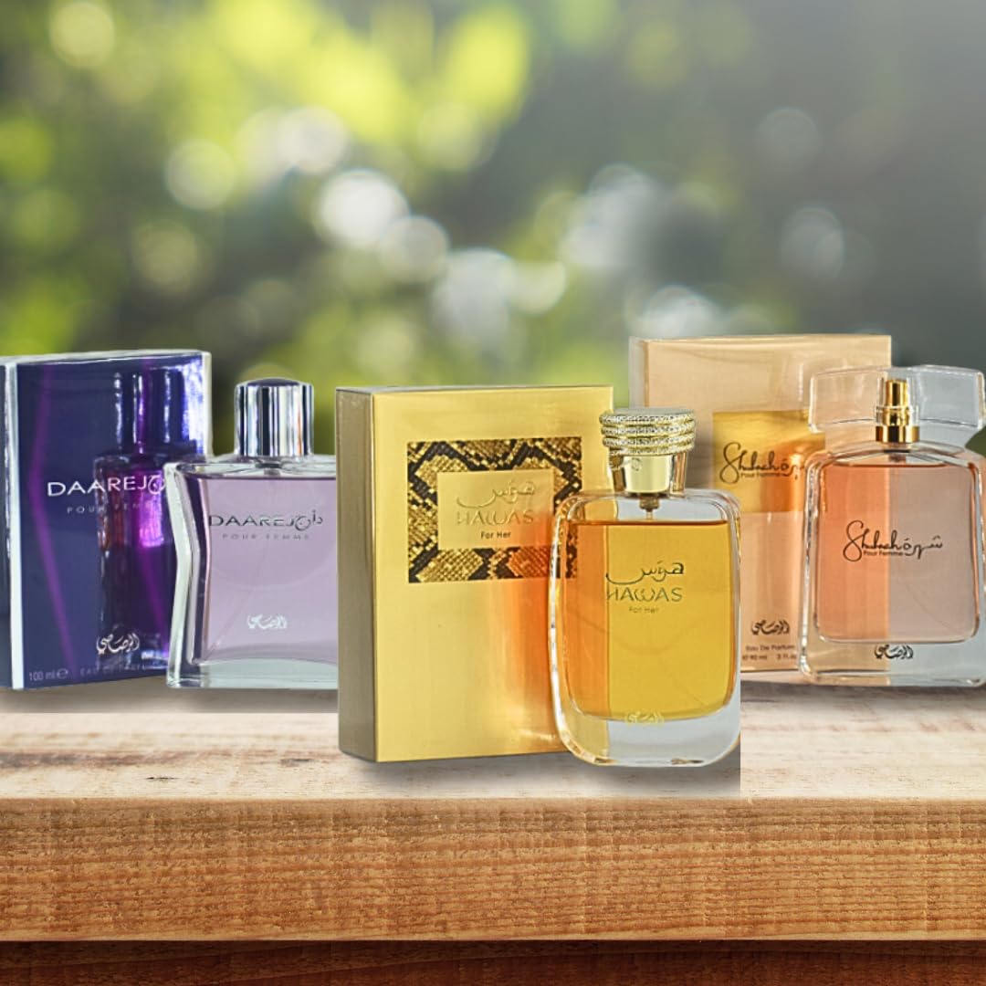 RASASI Hawas Women, Daarej Women EDP 100ML (3.4 oZ) & Shuhrah Women EDP 90ML xtra value premium