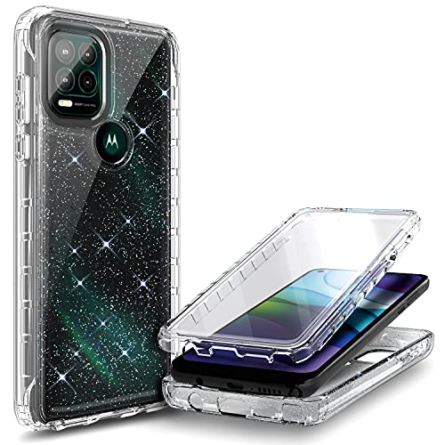 NZND Case for Motorola Moto G Stylus 5G with [Built-in Screen Protector], Full-Body Protective Shockproof Rugged Bumper Cover, Impact Resist Durable Phone Case Cover (Crystal Glitter Clear)