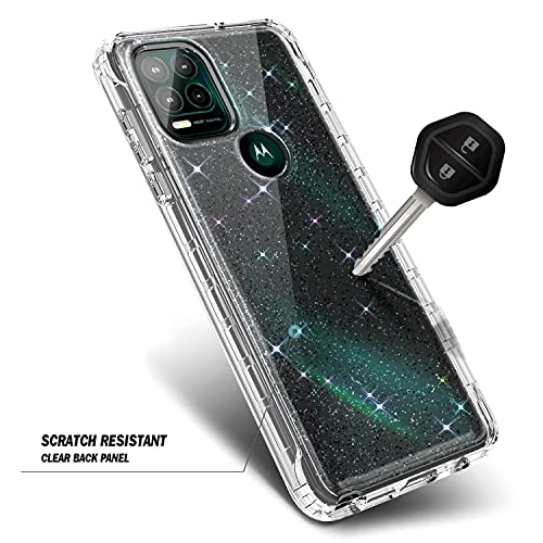NZND Case for Motorola Moto G Stylus 5G with [Built-in Screen Protector], Full-Body Protective Shockproof Rugged Bumper Cover, Impact Resist Durable Phone Case Cover (Crystal Glitter Clear)