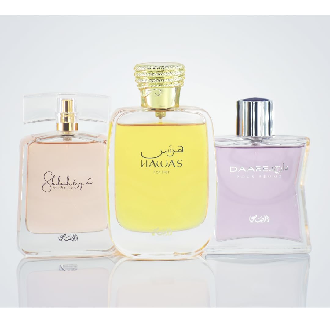 RASASI Hawas Women, Daarej Women EDP 100ML (3.4 oZ) & Shuhrah Women EDP 90ML xtra value premium