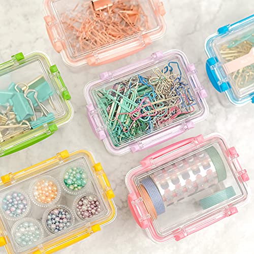 Small Plastic Box, Stackable Mini Plastic Storage Box with Lid, Clear Plastic Organizer Container for Jewelry Beads Small Crafts Items Accessories - 6 Pack