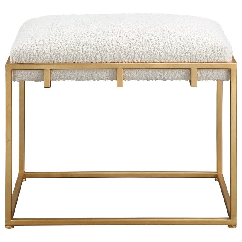 Uttermost Paradox 23 1/2" Wide White Faux Shearling Small Bench
