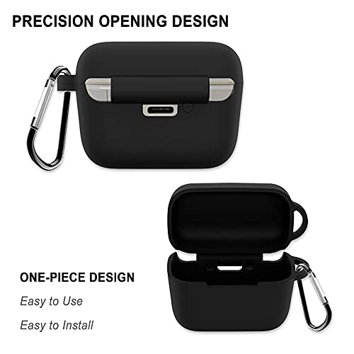 Geiomoo Silicone Carrying Cover Compatible with Sennheiser CX 400BT, Portable Shockproof Case with Carabiner (Black)