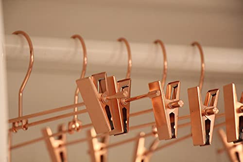 Koobay 13.8" Rose Gold Pants Metal Clothes Hangers, 30 Pack, Trouser Hangers with Clips Bottom Hangers Storage Display