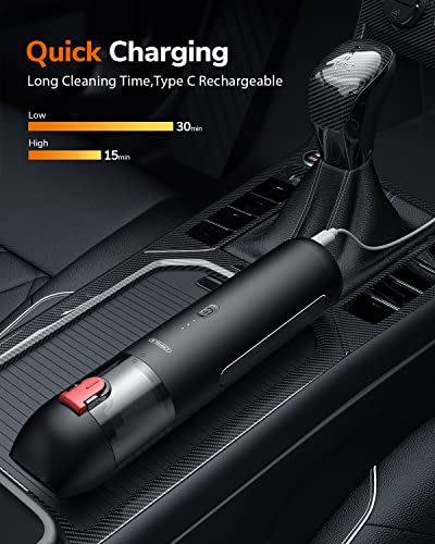 CAFELE Car Vacuum Cordless Rechargeable, 【Instant Car Interior Clean】Portable 7500mAh Wireless Handheld Car Vacuum Cleaner, Mini Battery Operated Car Vacuum for Pet Hair, Food Crumbs, Detail Cleaning