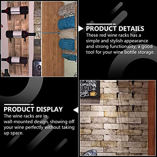 DOITOOL 6pcs Metal Wine Bottle Holder Rack Wall Hanging Wine Organizer Water Bottle Stand Shelf Bracket Display Black Wine Storage Rack for Home Kitchen 24x10cm