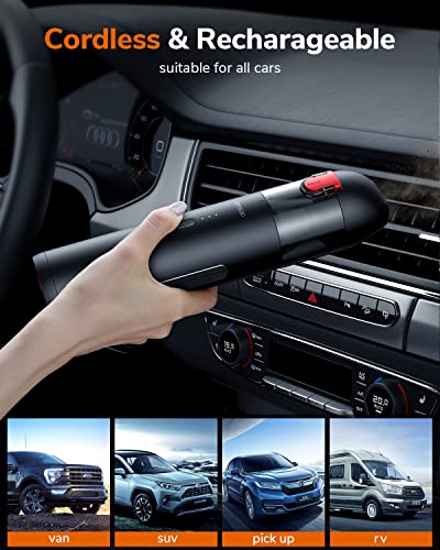 CAFELE Car Vacuum Cordless Rechargeable, 【Instant Car Interior Clean】Portable 7500mAh Wireless Handheld Car Vacuum Cleaner, Mini Battery Operated Car Vacuum for Pet Hair, Food Crumbs, Detail Cleaning