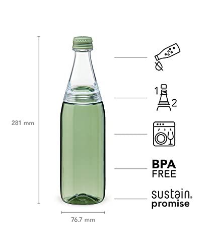 Aladdin Fresco Twist & Go Water Bottle 0.7L Sage Green – Two-Way Leakproof Lid for Easy Filling and Cleaning - Carbonated Beverage Friendly - BPA-Free - Smooth Drinking Spout - Dishwasher Safe