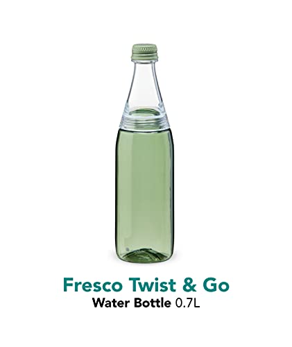 Aladdin Fresco Twist & Go Water Bottle 0.7L Sage Green – Two-Way Leakproof Lid for Easy Filling and Cleaning - Carbonated Beverage Friendly - BPA-Free - Smooth Drinking Spout - Dishwasher Safe