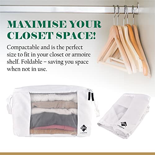 Moth Protection Sweater Storage for Closet β 2 Large Cotton Garment Bags, 30 Cedar Rings, & Mesh Window for Cashmere Sweaters β Wool & Cotton Sweater Organizer by Cashmere Kiwi, 15 x 11 x 9 In