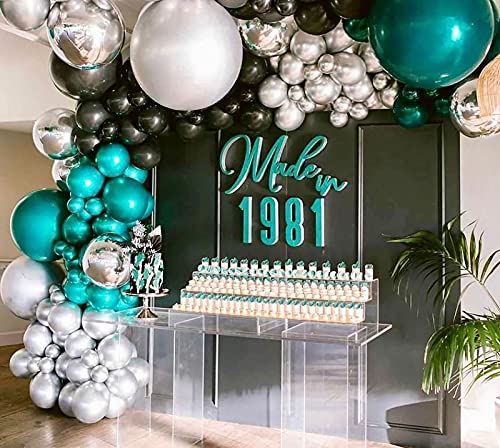 Oopat DIY Metallic Emerald and Teal Balloon Garland Arch Kit Engagement Anniversary Communion Graduation 30th Birthday Event Backdrop Party Decoration (Emerald and Teal)